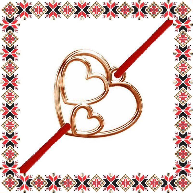 Martisor Bratara Argint 925 Placat Aur Roz 18K Inima cu Inimi