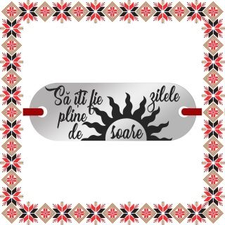 Martisor Brosa Inox Banut Pietre Mesaj Bunica Auriu