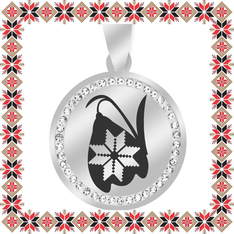 Martisor Pandantiv Inox Banut Pietre Argintiu Ghiocel Motive Traditionale