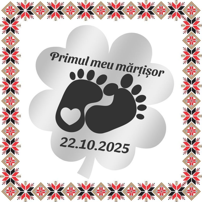 Martisor Personalizat Brosa Inox Trifoi Primul Martisor Data Argintiu