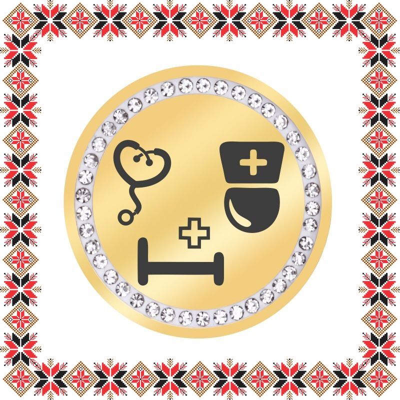 Martisor Brosa Inox Banut Pietre Simboluri Asistenta Auriu