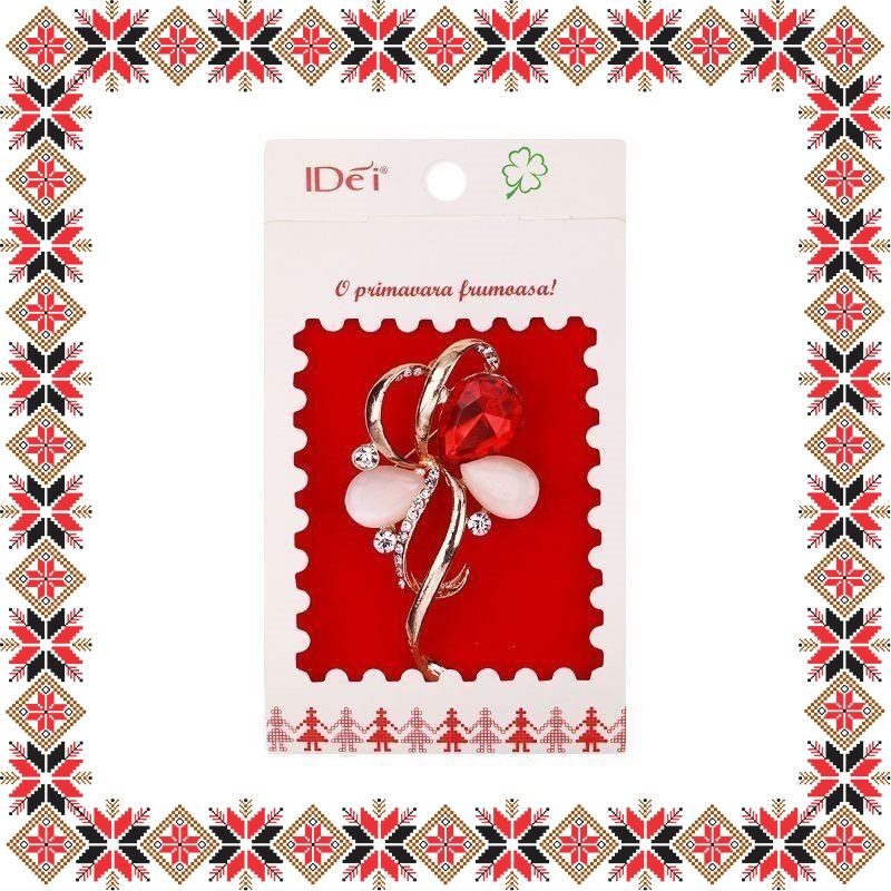 Martisor Brosa Funda Stilizata Piatra Rosie