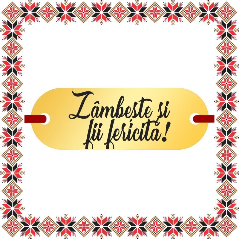 Martisor Bratara Inox Placuta Aurie Zambeste Fii Fericita