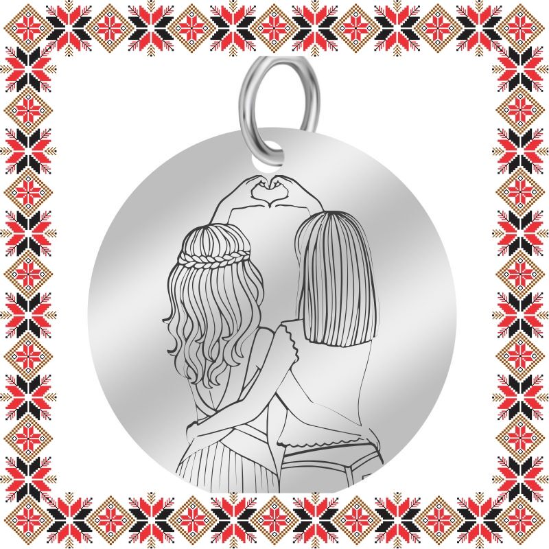 Martisor Pandantiv Inox Banut Argintiu Imbratisare