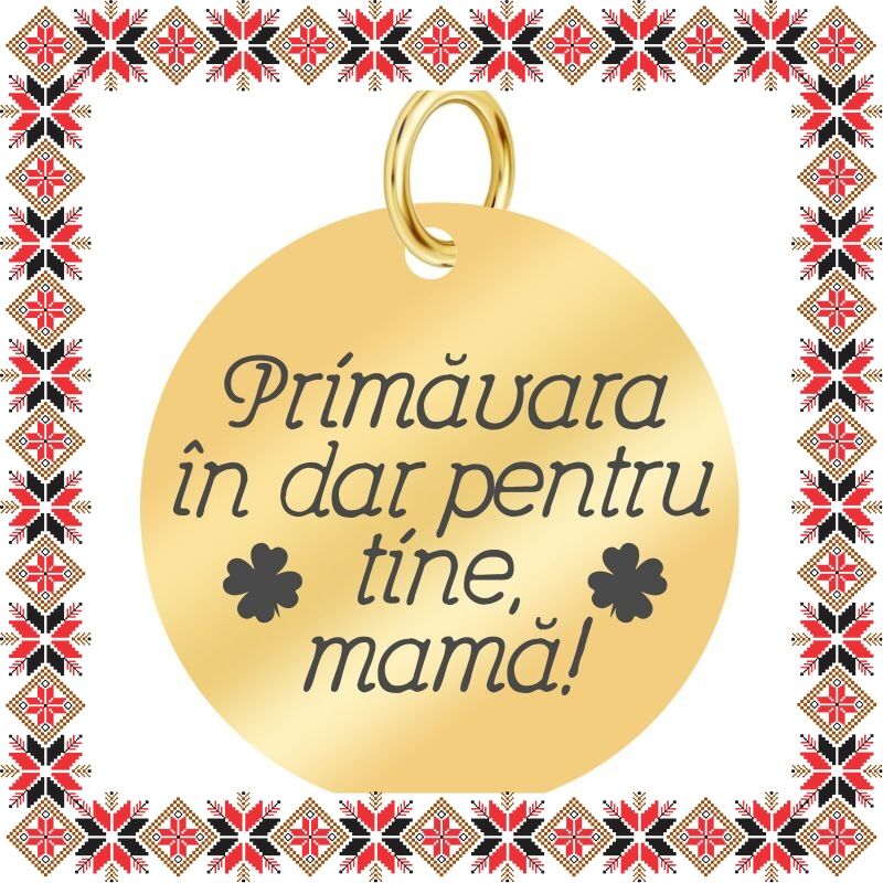Martisor Pandantiv Inox Banut Auriu Primavara Mama