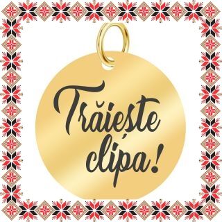 Martisor Semn de Carte Inox Oval Argintiu Traieste clipa acum