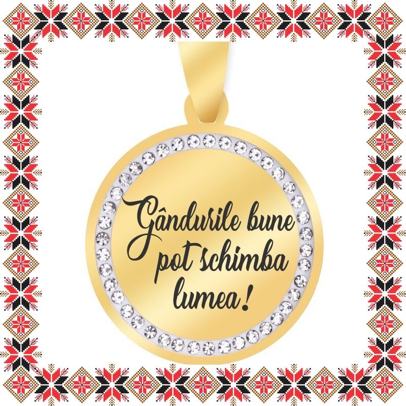 Martisor Pandantiv Inox Banut Pietre Auriu Gandurile Bune