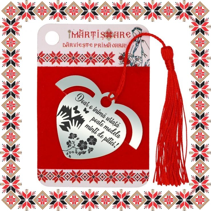 Martisor Semn de Carte Inox Inima Argintie Inima Uriasa