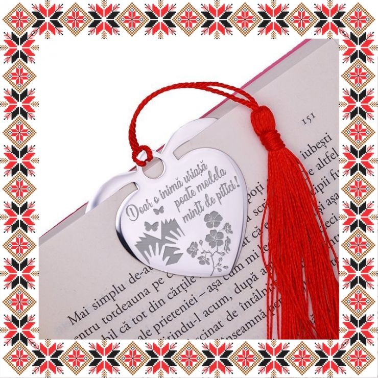 Martisor Semn de Carte Inox Inima Argintie Inima Uriasa