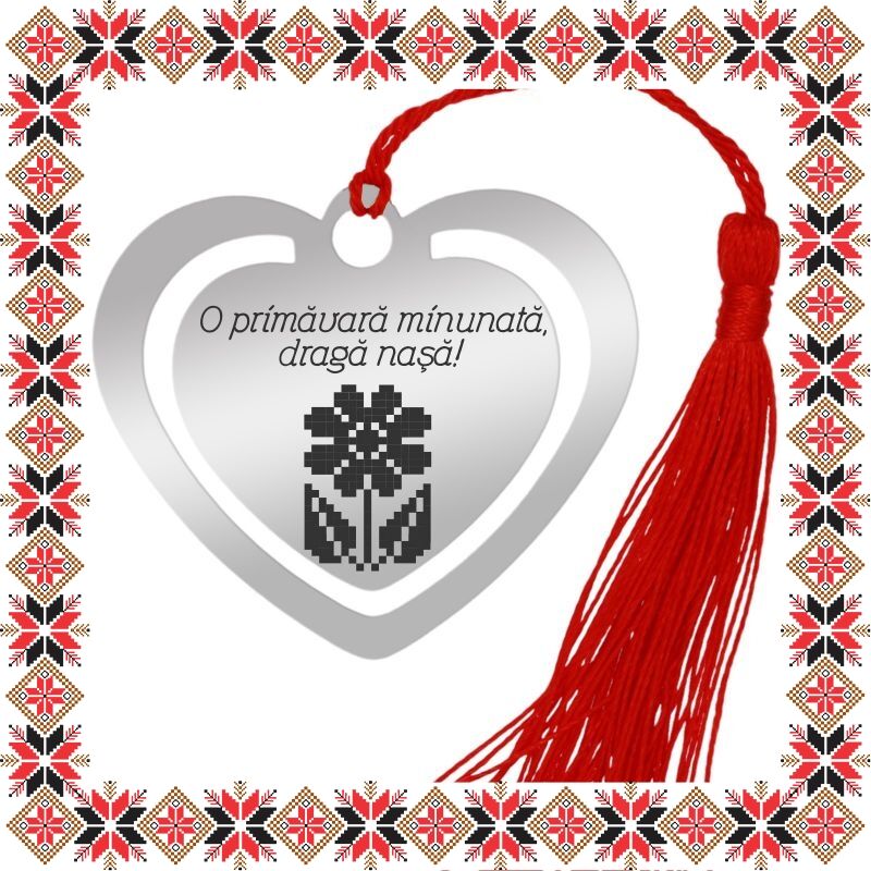 Martisor Semn de Carte Inox Inima Argintie Primavara minunata Nasa