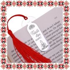 Martisor Semn de Carte Inox Oval Argintiu Traieste clipa acum