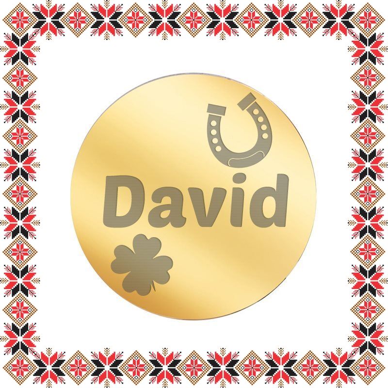 Martisor Brosa Inox Banut Auriu Barbati Nume David