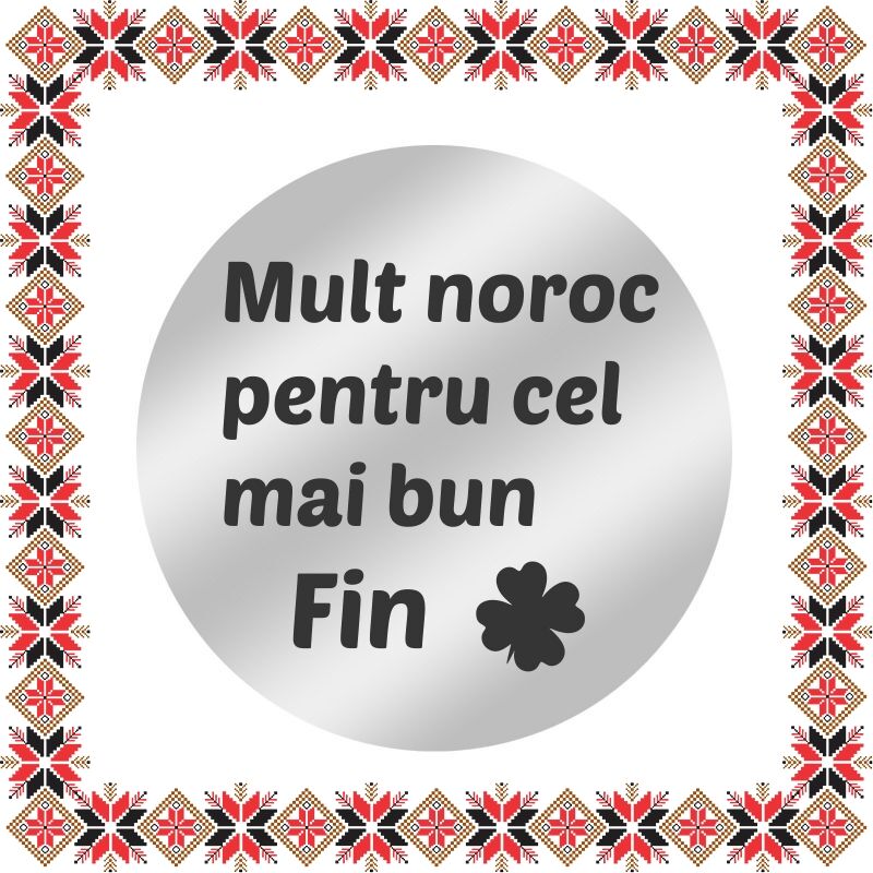 Martisor Brosa Inox Banut Argintiu Mult Noroc Fin