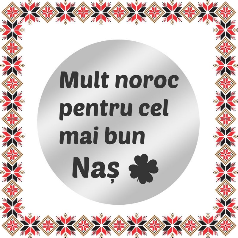 Martisor Brosa Inox Banut Argintiu Mult Noroc Nas