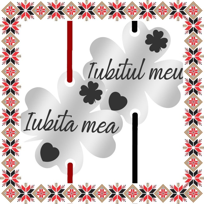 Set 2 martisoare bratari inox trifoi argintiu Iubit Iubita