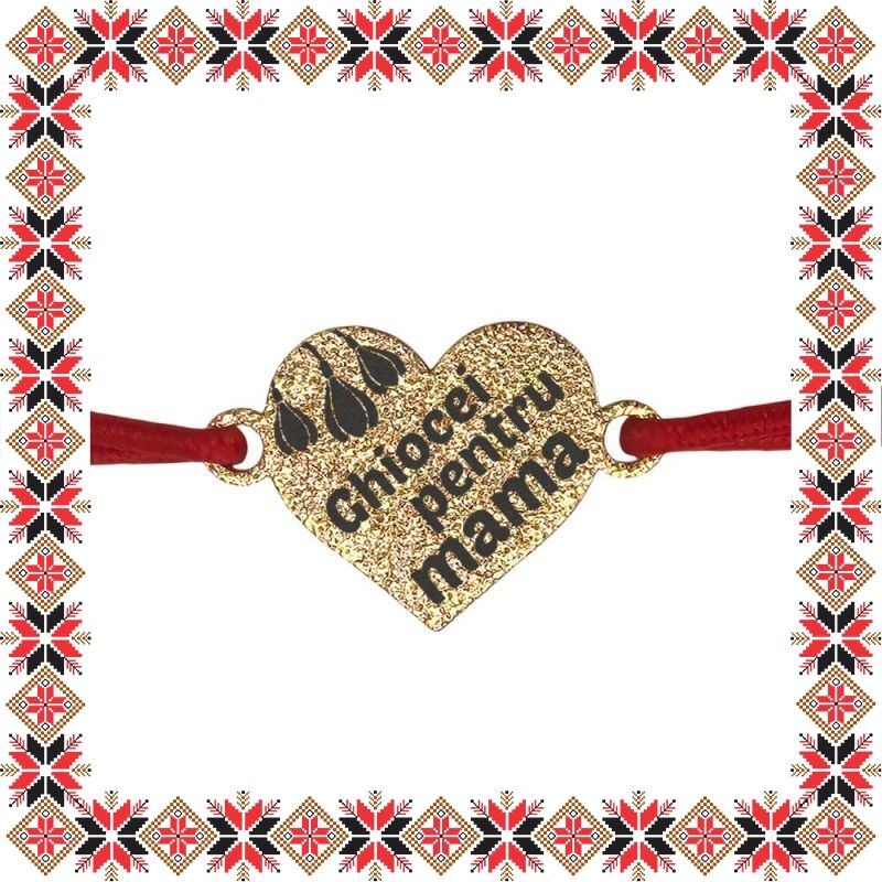 Martisor Bratara Inox Praf de Stele Inima Aurie Ghiocei Mama